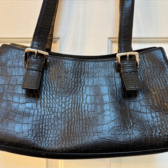 Alfani | Bags | Alfani Black Shoulder Bag With Crocodile Embossing ...